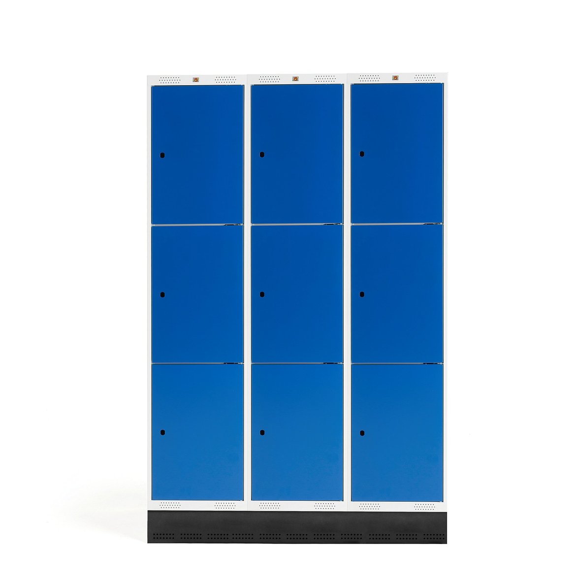 Student locker ROZ, 3 modules, 9 doors, 1890x1200x550 mm, blue, incl ...