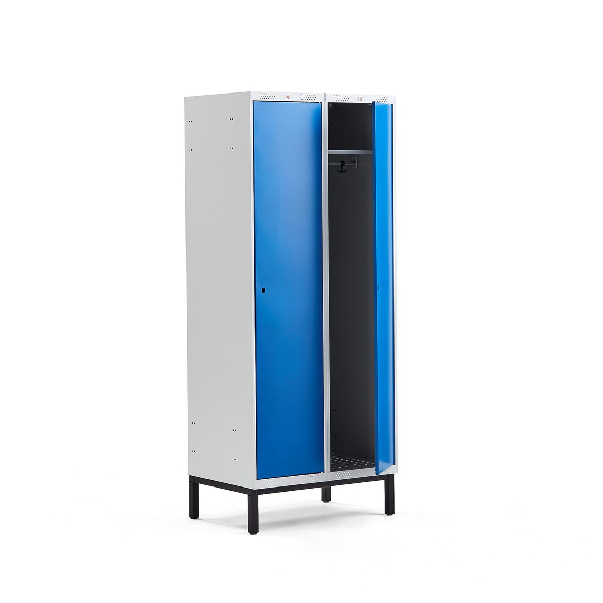 Clothes locker CLASSIC, leg frame, 2 modules, 1940x800x550mm, blue | AJ ...