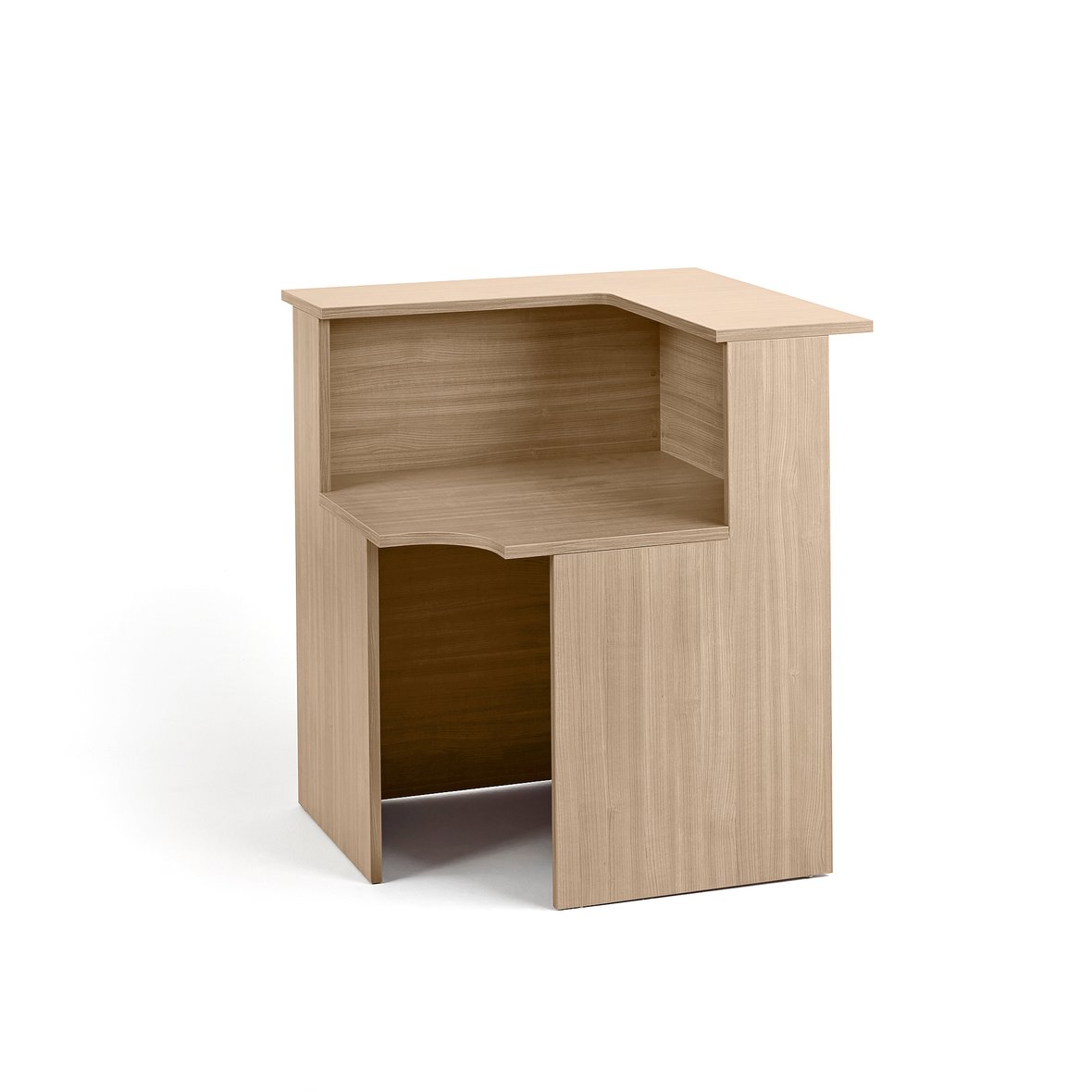 Corner reception desk INVITE with counter, L/H, 1000x1000x1150 mm, oak ...