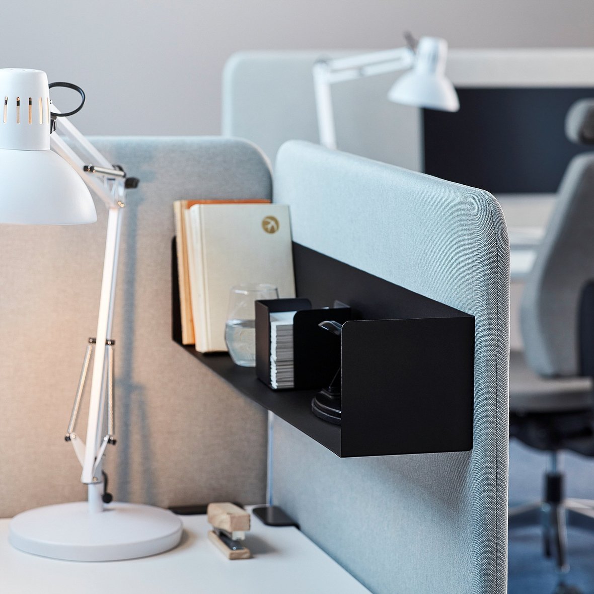 Shelf for desk screen ZONE, 764x140 mm, black | AJ Products UK