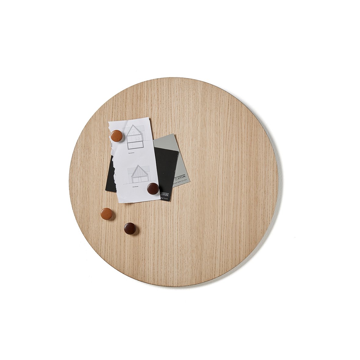 Magnetic notice board CARLY, Ø450 mm, oak | AJ Products UK