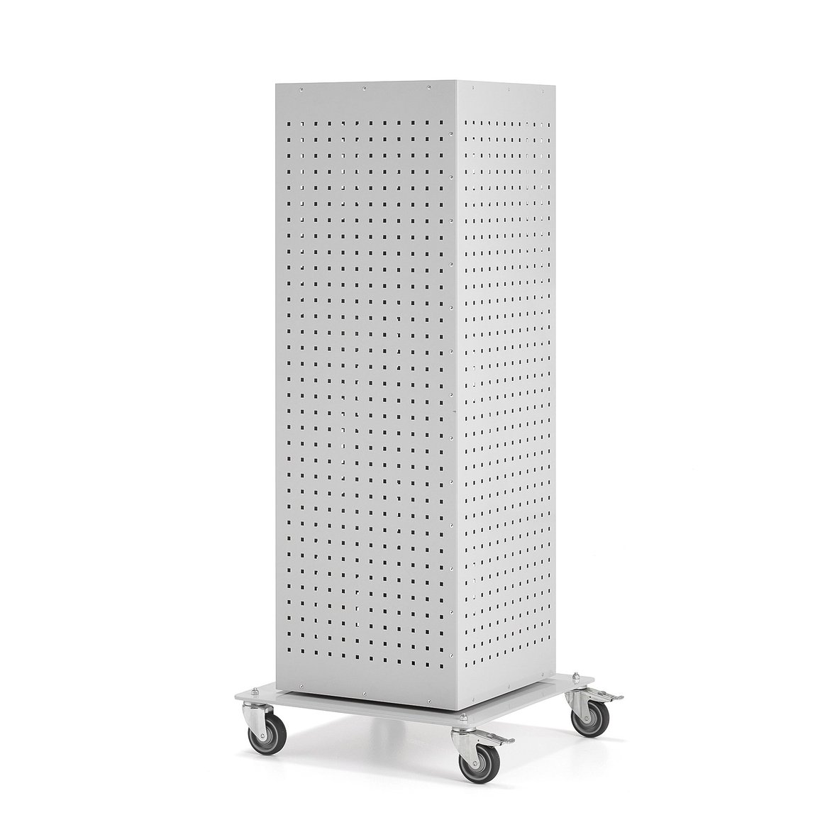 Perfopaneel ATTRACT, ratastel, pöörlev, 1600 x 650 x 650 mm, helehall ...