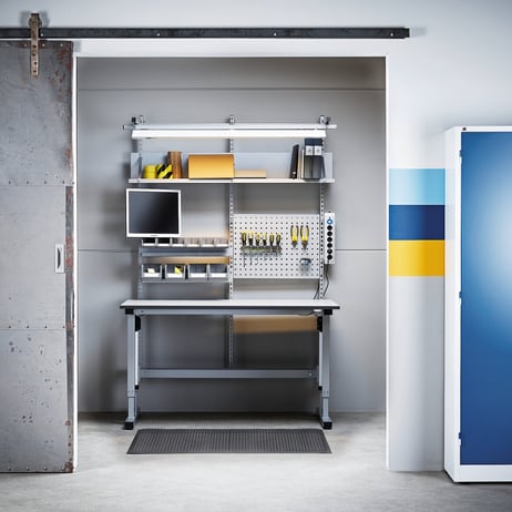 Small parts bin hanging rail for workbench MOTION, L 670 mm | AJ ...