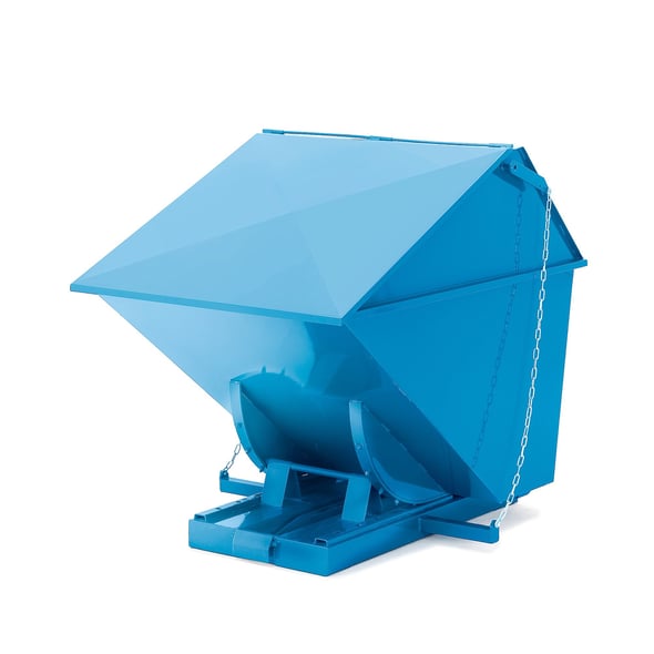 Auto self tipping skip PILE, with lid, 900 L, blue | AJ Products IE