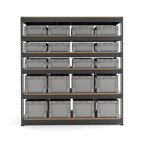 Komplet reol EURO + COMBO, med 20 kasser | AJ Produkter