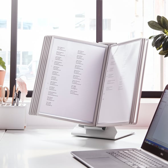 Table rack, A4 portrait, max. 10 panels, grey | AJ Products IE