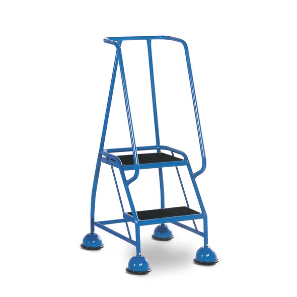 Mobile steps, rubber, 2 treads, H 508 mm, blue | AJ Products IE