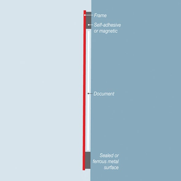 Self-adhesive safety document frame, 10-pack, red and white | AJ ...