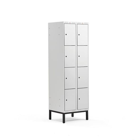 4 door locker CLASSIC, leg frame, 2 modules, 1940x600x550mm, grey | AJ ...