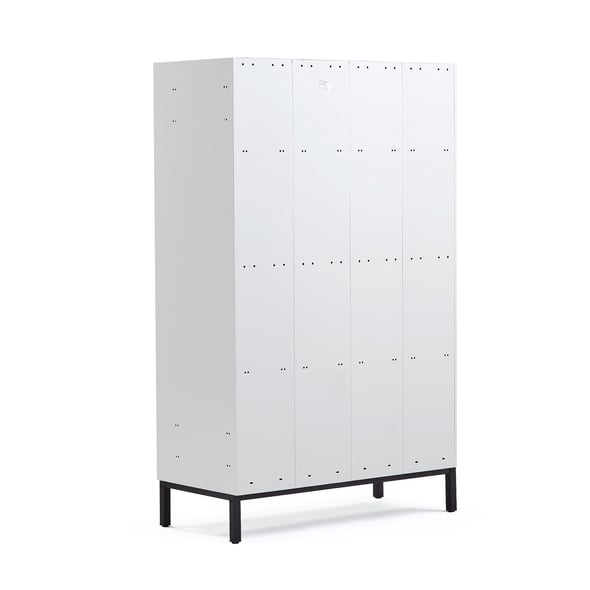 Clothes locker CLASSIC, leg frame, 4 modules, 1940x1200x550mm, grey ...