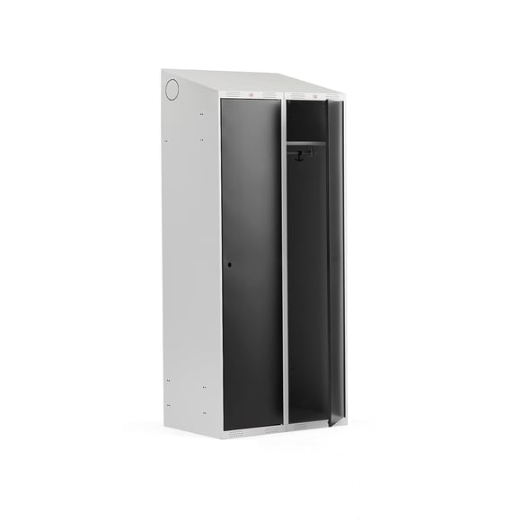Full length locker CLASSIC, 2 modules, 1900x800x550 mm, black | AJ ...
