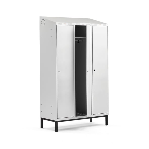 Full length locker CLASSIC, leg frame, 3 modules, 2100x1200x550mm, grey ...