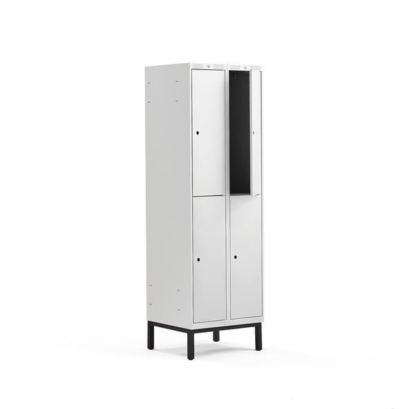 2 door locker CLASSIC, leg frame, 2 modules, 1940x600x550mm, grey | AJ ...
