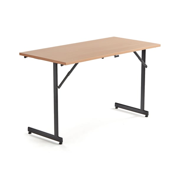 Office folding table CLAIRE, 1200x600x720 mm, beech, black | AJ Products IE