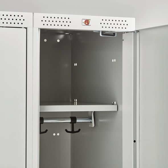 Clothes locker CLASSIC, leg frame, 4 modules, 1940x1200x550mm, blue ...