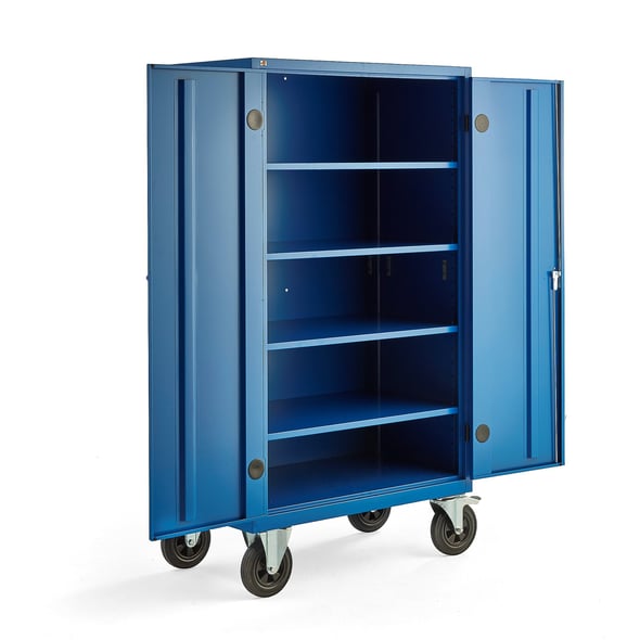 Lockable mobile storage cabinet RESTORE, 1800x1000x600 mm, blue | AJ ...