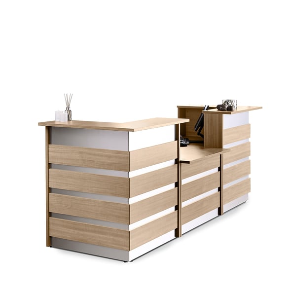 Complete reception desk system INVITE, U-shaped, oak | AJ Products IE