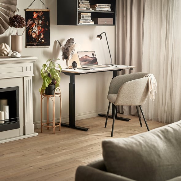 Standing desk NOVUS, 1200x600 mm, black frame, white table top | AJ ...