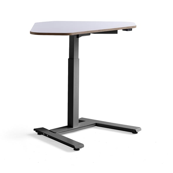 Standing corner desk NOVUS, 1200x750 mm, black frame, white table top ...
