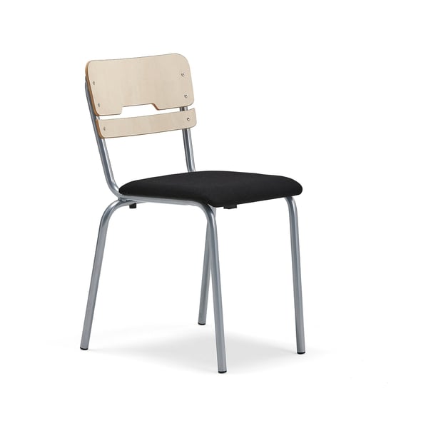 Classroom chair SCIENTIA, wide seat, H 460 mm, birch with padded seat ...
