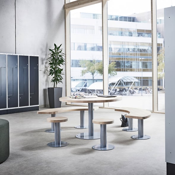 Concave canteen bench UNITE, 1430x560 mm, birch | AJ Products UK