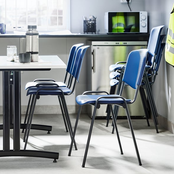 Chair NELSON, plastic seat, black, blue | AJ Products IE