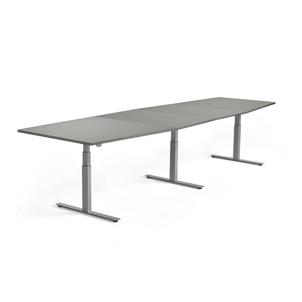Standing conference table MODULUS, 4000x1200 mm, silver frame, light ...