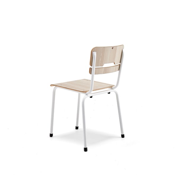 Classroom chair SCIENTIA, wide seat, H 460 mm, white/ash | AJ Products IE