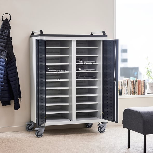 Laptop cabinet REVIEW, 340x915x540 mm, grey with black doors | AJ ...