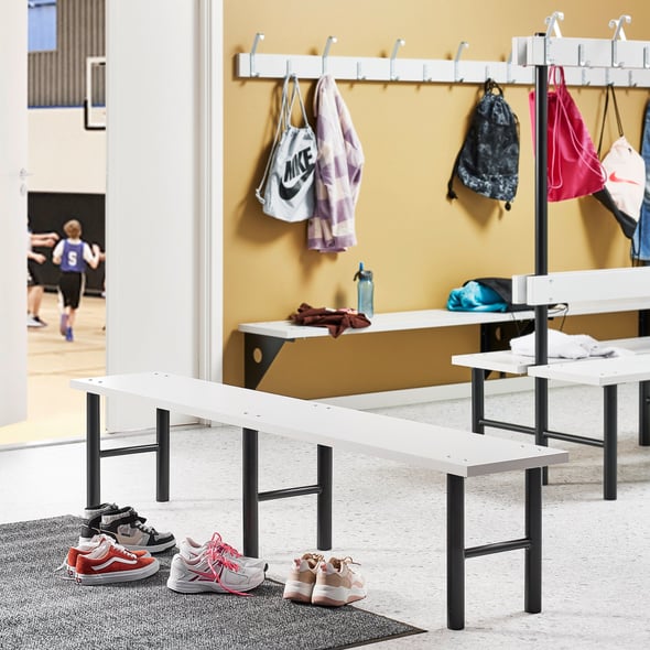 Changing room bench STADIUM, 2000x360x430 mm, grey, black | AJ Products UK