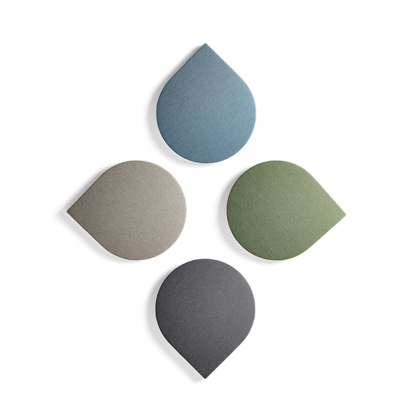 Acoustic panel POLY, tear drop, 965x800x56 mm, wall mounted, light blue ...