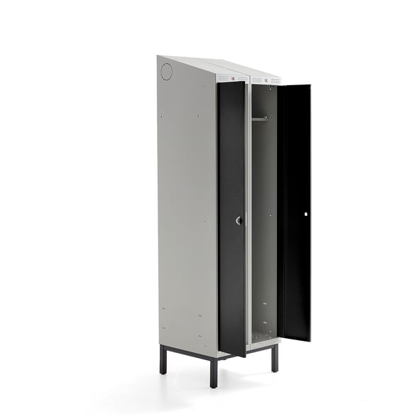 Clean-dirty locker CLASSIC COMBO, leg frame, 2 doors, 2100x600x550mm ...