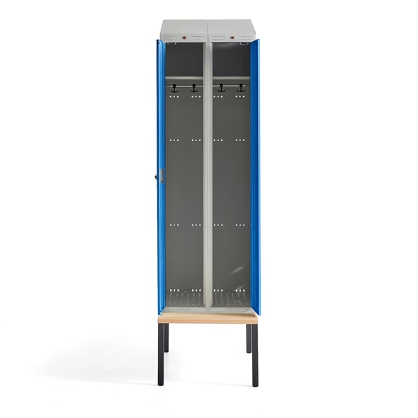 Clean-dirty locker CLASSIC COMBO, bench, 2 doors, 2290x600x550mm, blue ...