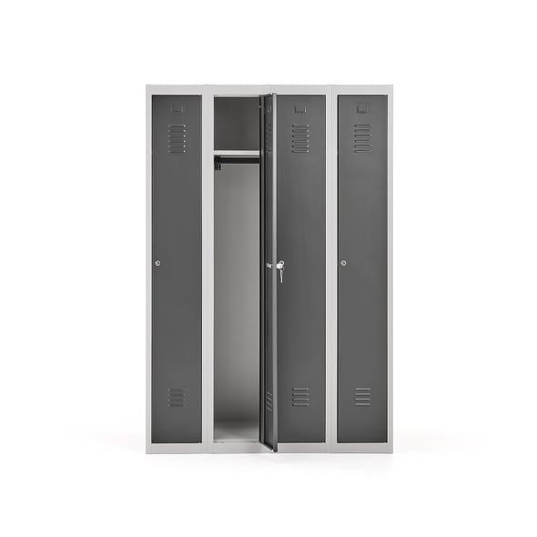 Flatpack locker CLICK, 1 door x 4 modules, 1800x1200x500 mm, dark grey ...