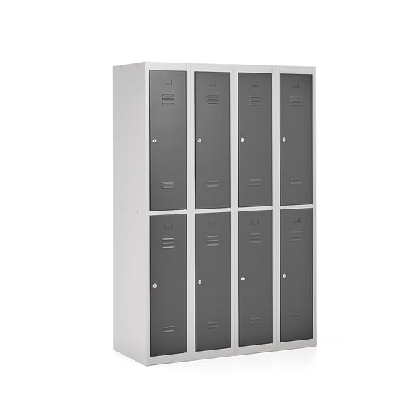 Flatpack locker CLICK, 2 doors x 4 modules, 1800x1200x500 mm, dark grey ...