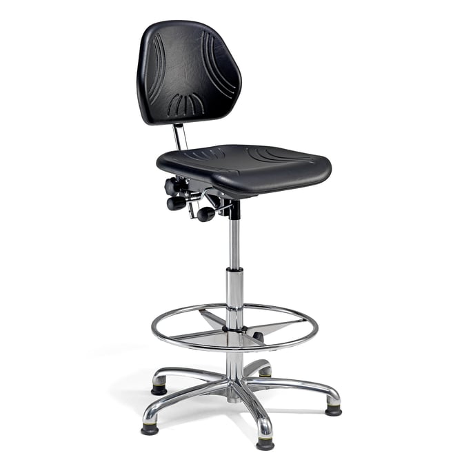 ESD industrial chair, with foot rest, H 700-910 mm, black PU | AJ ...