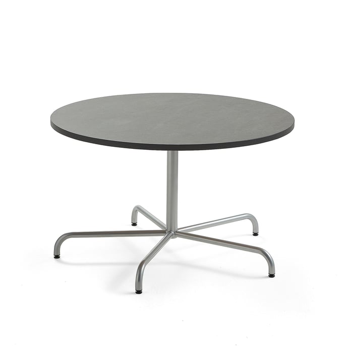 Table PLURAL, Ø1200x720 mm, linoleum top, dark grey, silver | AJ ...