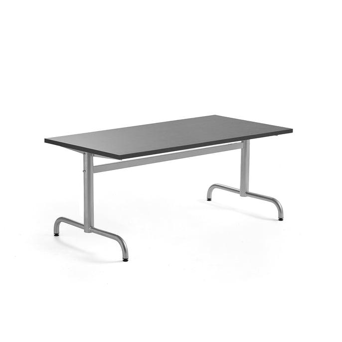 Table PLURAL, 1400x700x600 mm, linoleum top, dark grey, silver | AJ ...
