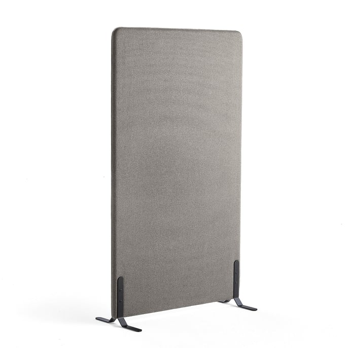 Floor screen ZONE, 1700x1000x46 mm, fabric Rivet, black legs, silver ...