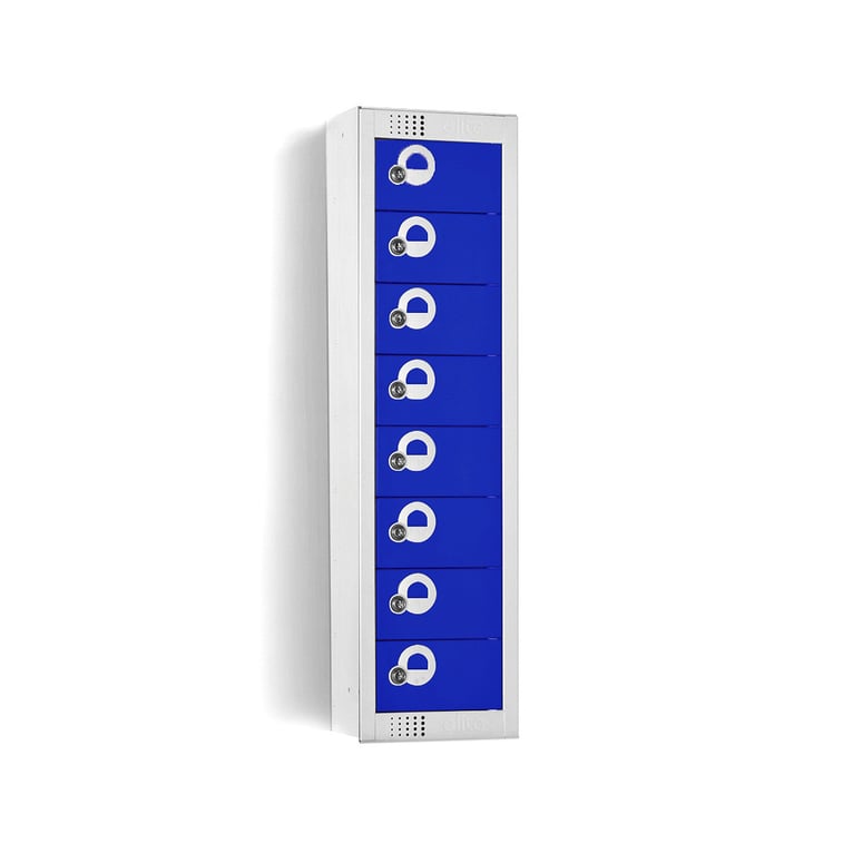 Personal effects locker, 8 door, 920x250x160 mm, dark blue | AJ Products IE