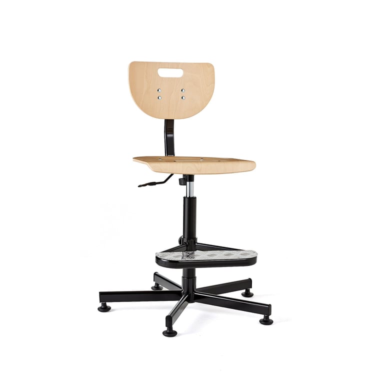 Workshop chair ERIK, with glidefeet, H 555-815 mm, beech | AJ Products IE