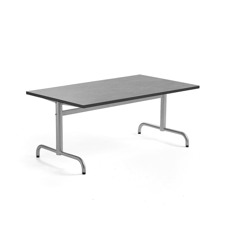 Table PLURAL, 1400x800x600 mm, linoleum top, dark grey, silver | AJ ...