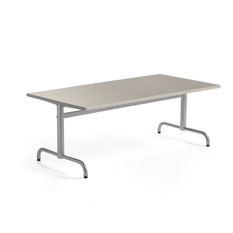 Table PLURAL, 1600x800x600 mm, linoleum top, grey, silver | AJ Products IE