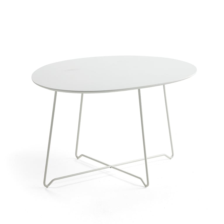 Irregular shaped coffee table IRIS, 870 x 670 x H 510mm, white, white ...