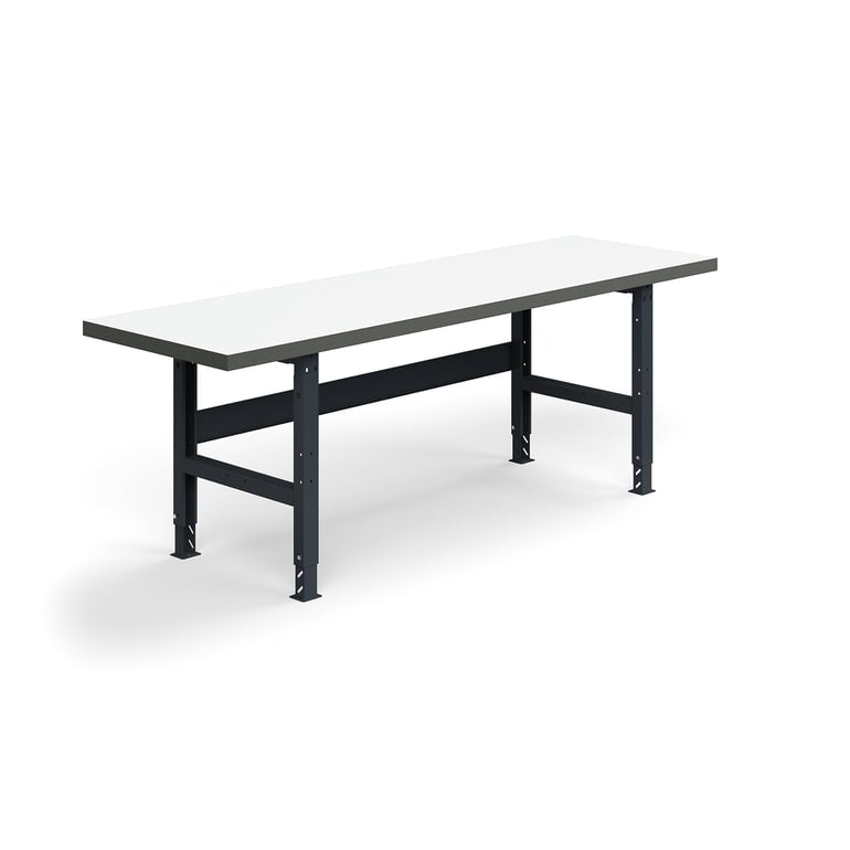Heavy-duty workbench TRUST, 2500x760 mm, 600 kg load, high-pressure laminate | AJ Products IE
