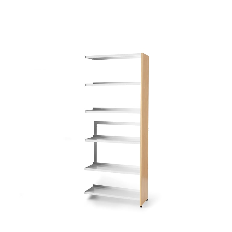 Bibliotekshylla SMÅLAND, påbyggnadssektion enkel, 1800x755x340 mm, bok ...