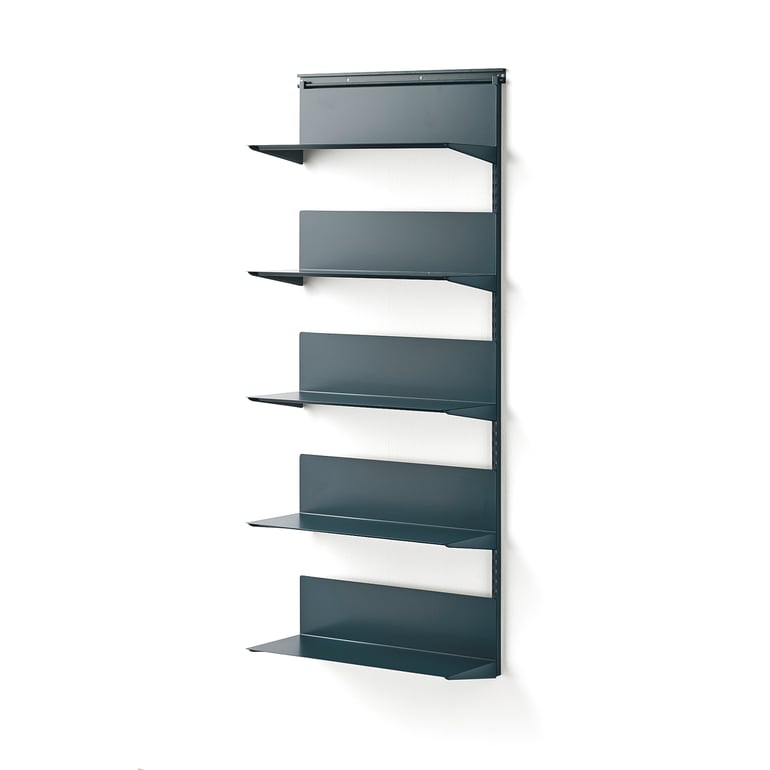 Hyllsystem SHAPE, vägg, påbyggnadssektion, blå, 1950x805x300 mm | AJ ...