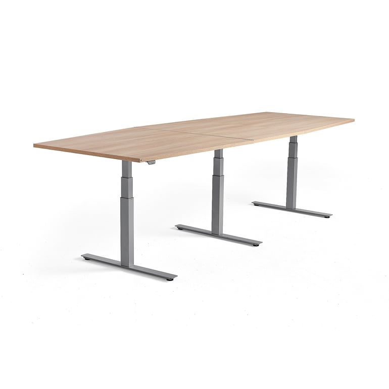 Standing conference table MODULUS, 3200x1200 mm, silver frame, oak | AJ ...