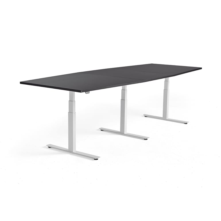 Standing conference table MODULUS, 3200x1200 mm, white frame, black ...