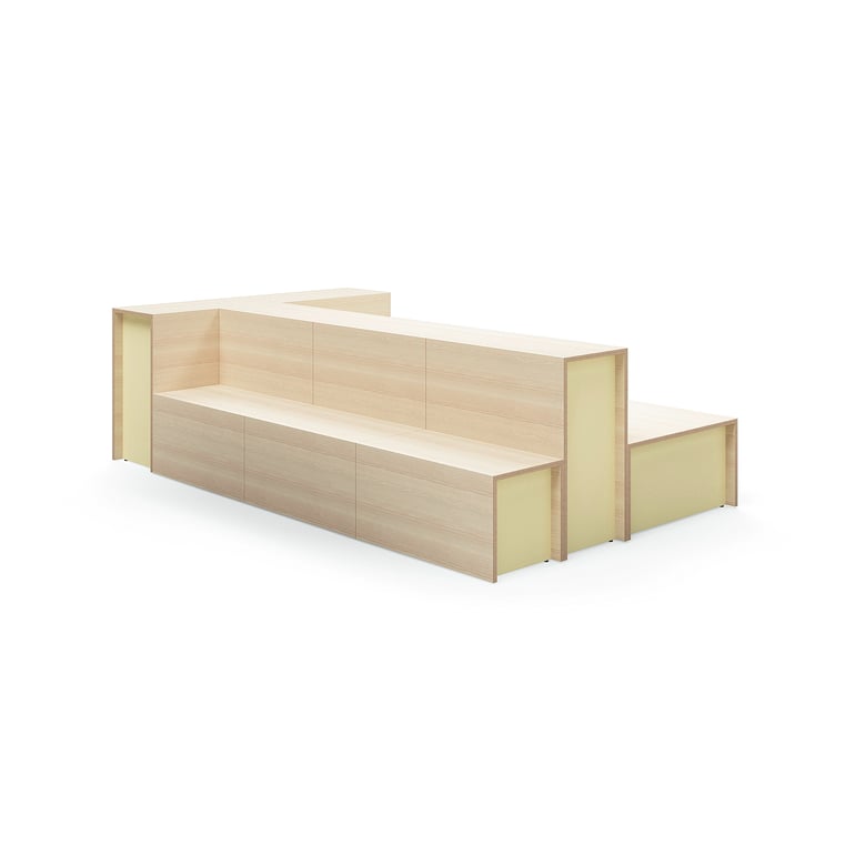 Tiered stage seating module TOGETHER, 800x400x400 mm, ash, lemon yellow ...